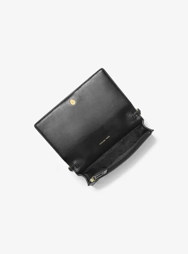Michael Kors Logo Embossed Leather Crossbody Bag