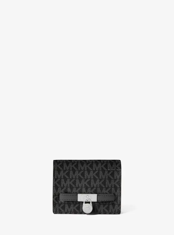 Michael Kors Hamilton Moderne Small Signature Logo Wallet In By - Black
