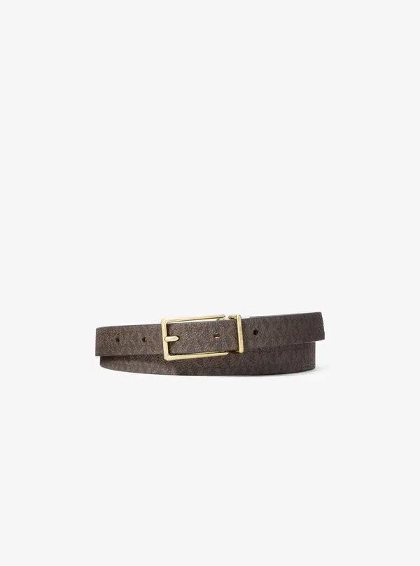 Michael Kors Reversible Signature Logo And Leather Belt - Brown