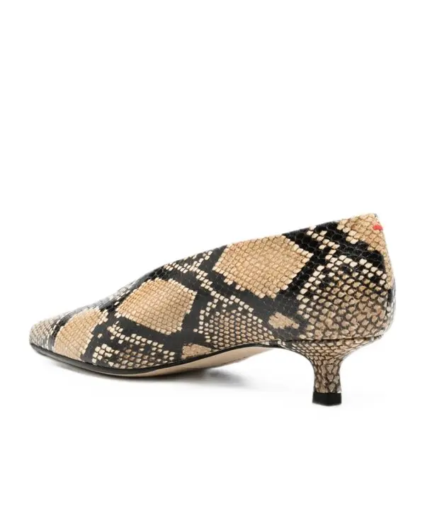 AeydĒ Clara Snake-effect Pointed-toe Pumps - Beige