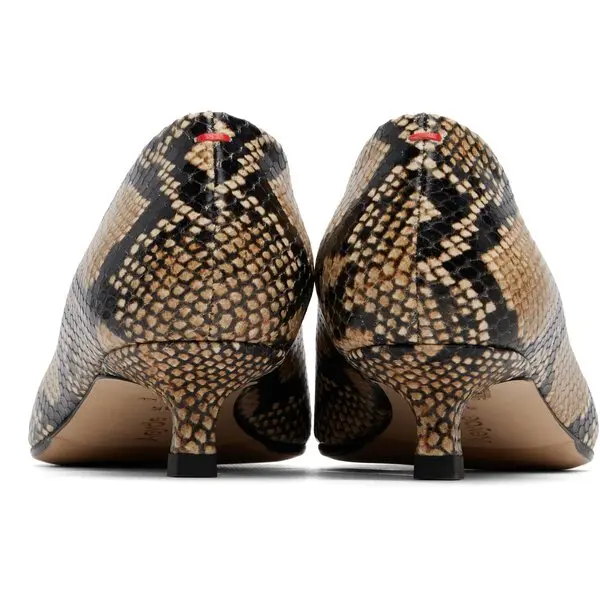 AeydĒ Clara Snake-effect Pointed-toe Pumps - Beige