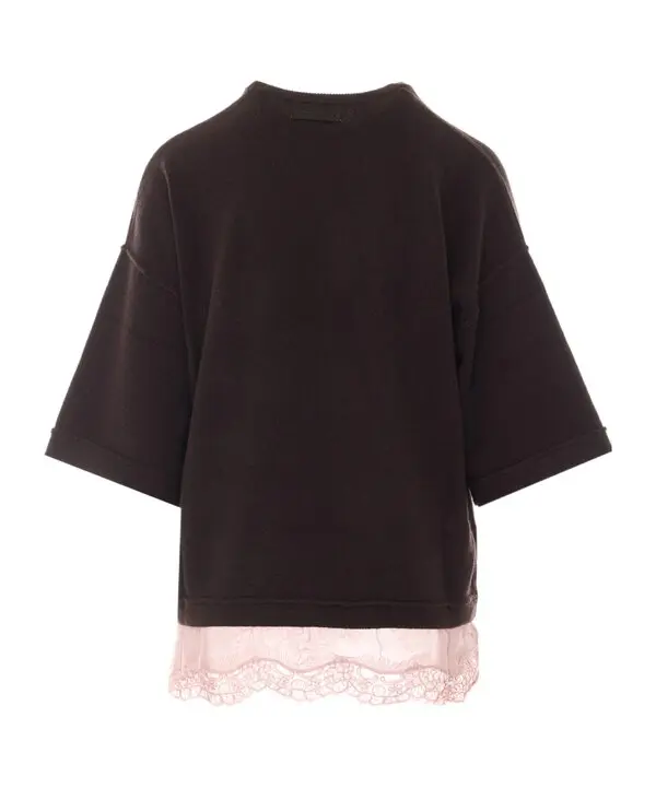 Pinko Oversized Lace-trim Crewneck T-shirt