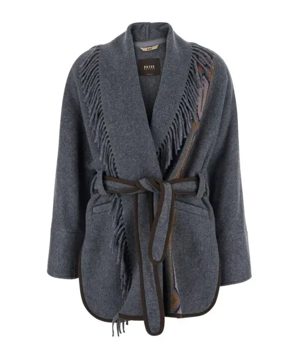 BAZAR DELUXE Navajo Belted Fringe Coat