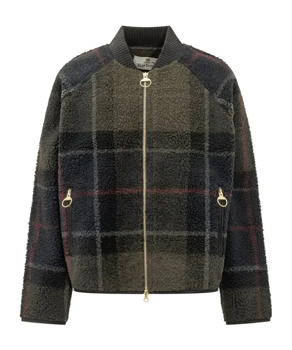 Barbour Plaid Fleece Bomber Jacket