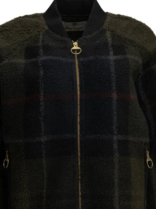Barbour Plaid Fleece Bomber Jacket