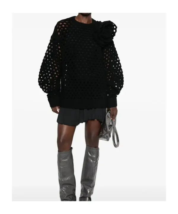 Blumarine Long-sleeved Knitwear With Floral Appliqu