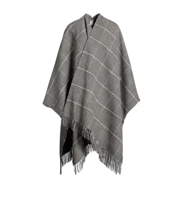 Brunello Cucinelli Classic Plaid Shawl Adorned - Black