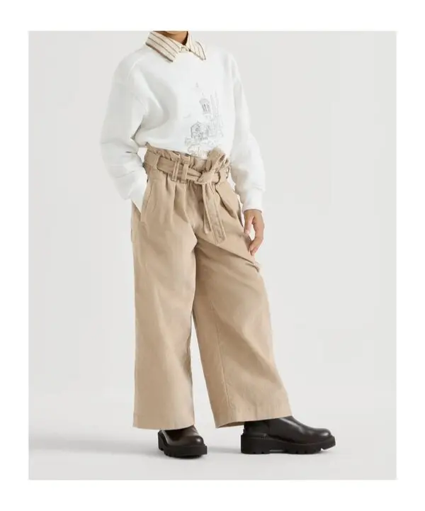 Brunello Cucinelli Techno Cotton And Cashmere Corduroy Paperbag Trousers