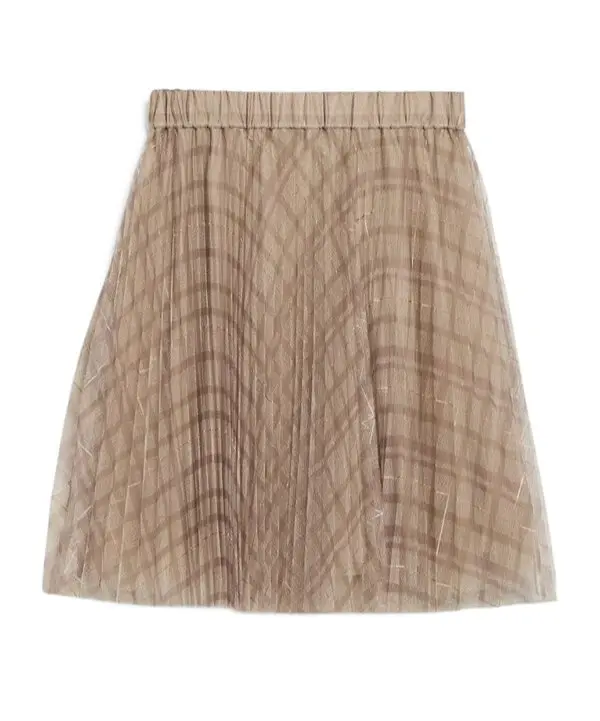 Brunello Cucinelli Checked Tulle Pleated Skirt