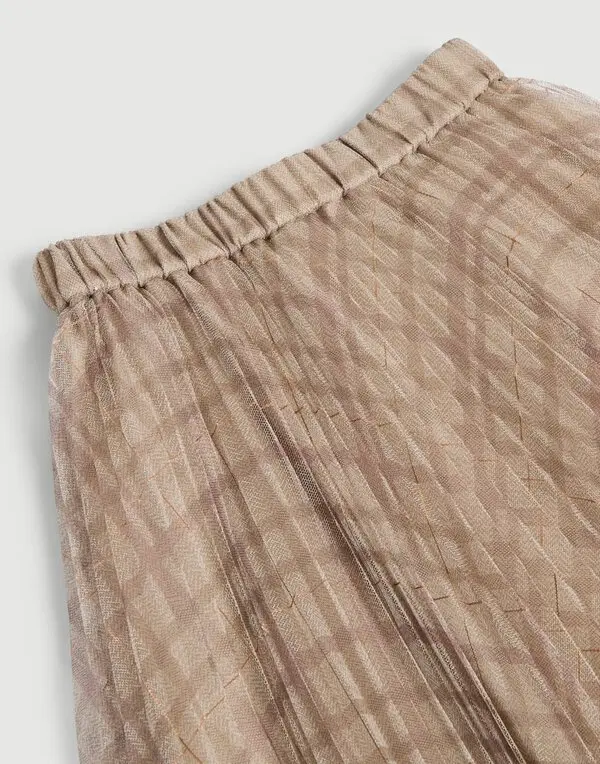 Brunello Cucinelli Checked Tulle Pleated Skirt