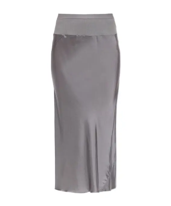 Rick Owens Ribbed Waist Midi Skirt - Grey
