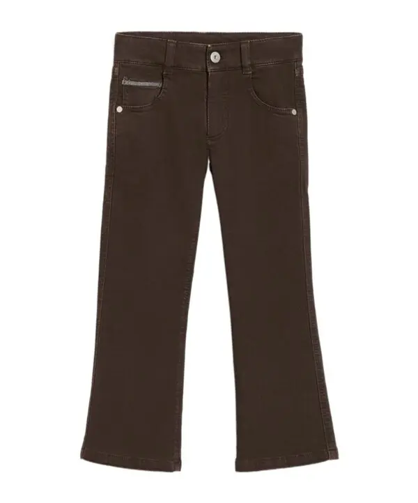 Brunello Cucinelli Comfort Cotton Dyed Denim Trousers With Monili - Brown