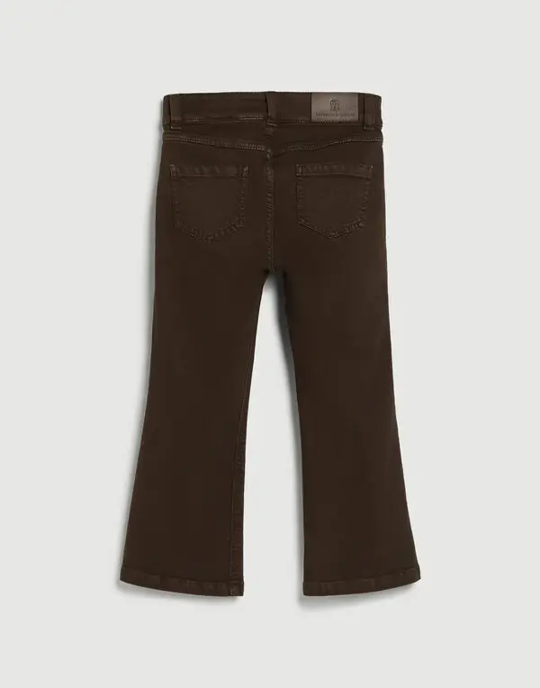 Brunello Cucinelli Comfort Cotton Dyed Denim Trousers With Monili - Brown