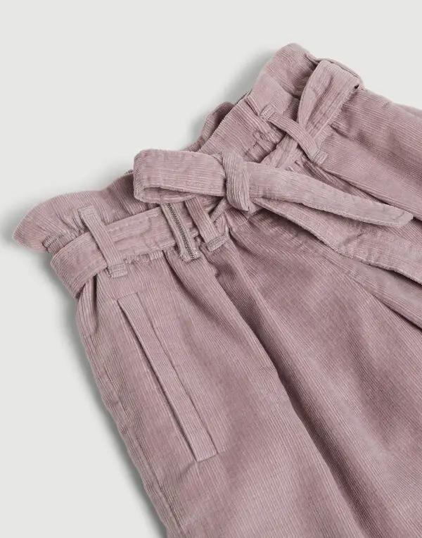 Brunello Cucinelli Techno Cotton And Cashmere Corduroy Paperbag Trousers