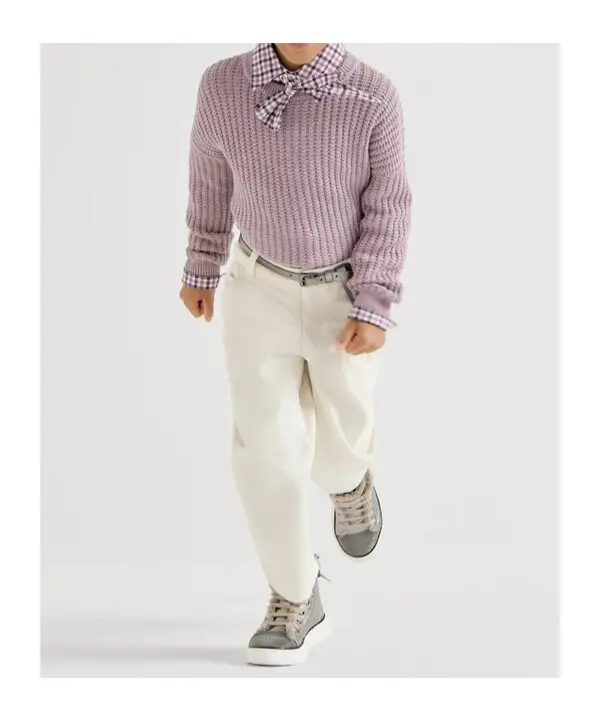 Brunello Cucinelli Pure Cotton Diamond Yarn Waffle Stitch Sweater