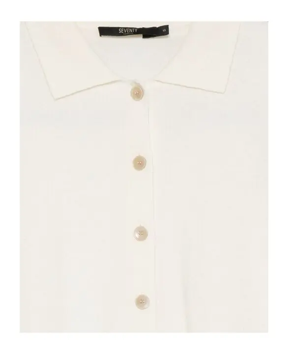 Seventy Single-breasted Long-sleeve Knit Top - Ivory