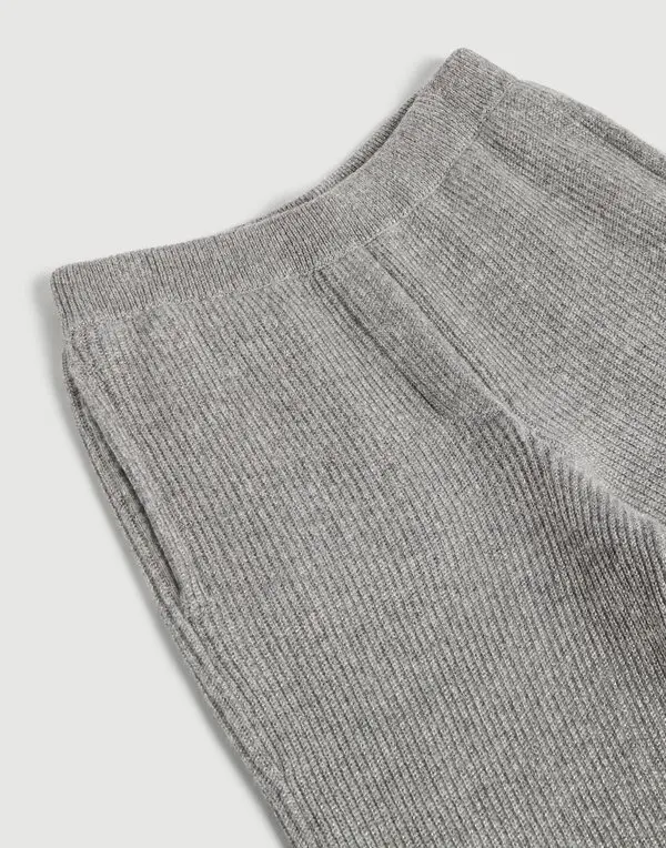 Brunello Cucinelli Sparkling Cashmere English Rib Knit Trousers