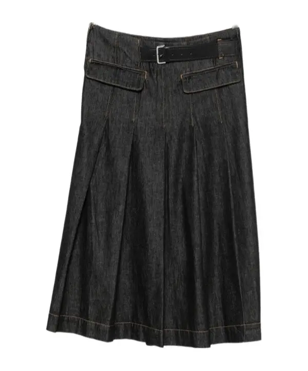 SEMICOUTURE Belted Midi Skirt - Black