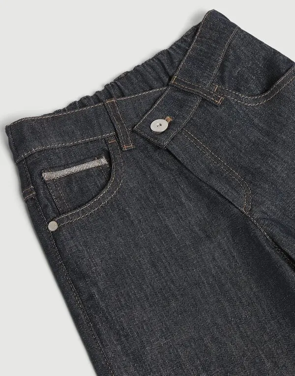 Brunello Cucinelli Sparkling No-fade Denim Wrap-effect Trousers With Monili