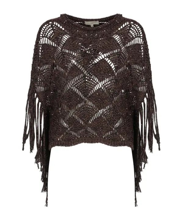 Antonelli Firenze Brionia Fringe Knit Poncho