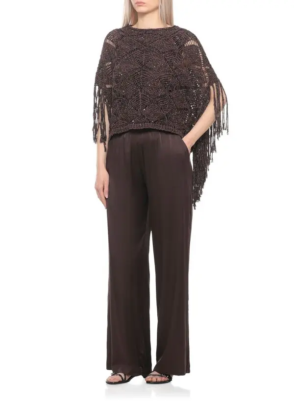 Antonelli Firenze Brionia Fringe Knit Poncho