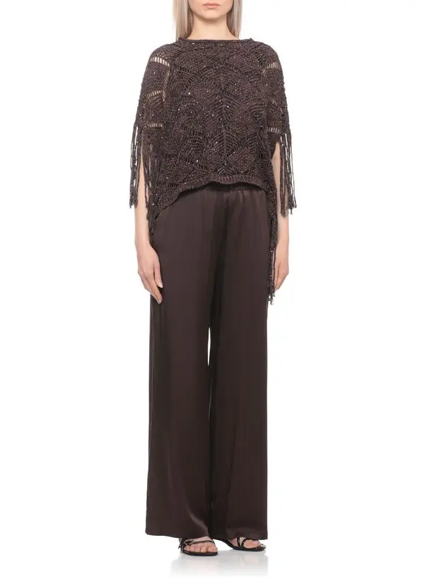 Antonelli Firenze Brionia Fringe Knit Poncho
