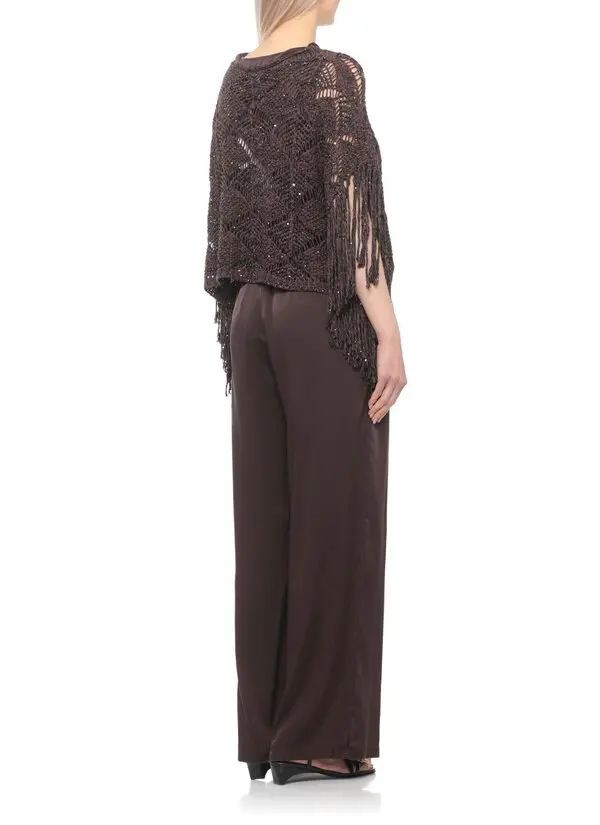 Antonelli Firenze Brionia Fringe Knit Poncho