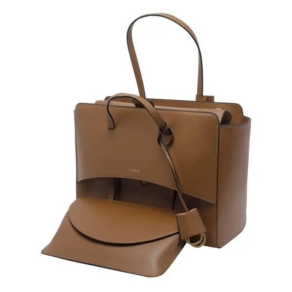 HIDESINS Structured Top Handle Shoulder Bag - Brown