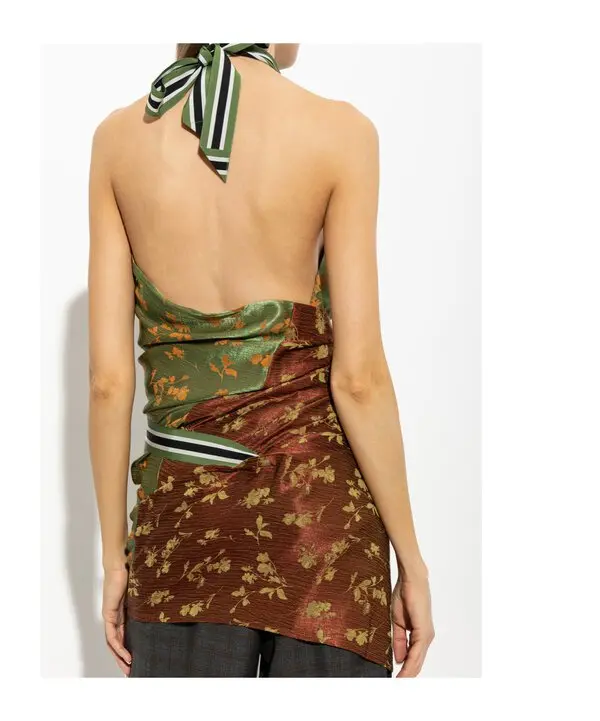 Dries Van Noten Printed Halter Top - Green