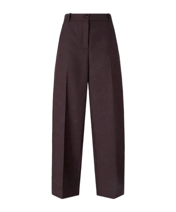 Pinko Slub Wool And Cotton-blend Wide-leg Trousers