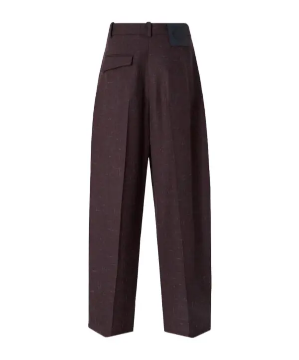 Pinko Slub Wool And Cotton-blend Wide-leg Trousers