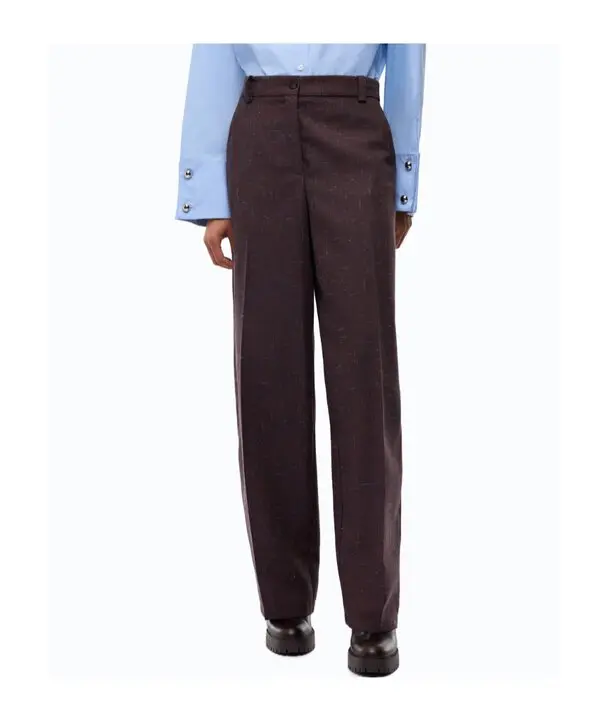 Pinko Slub Wool And Cotton-blend Wide-leg Trousers