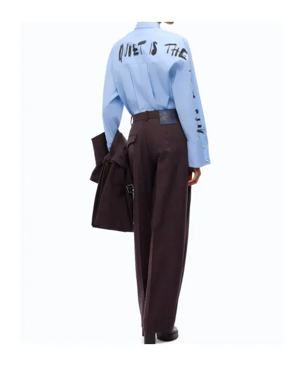 Pinko Slub Wool And Cotton-blend Wide-leg Trousers