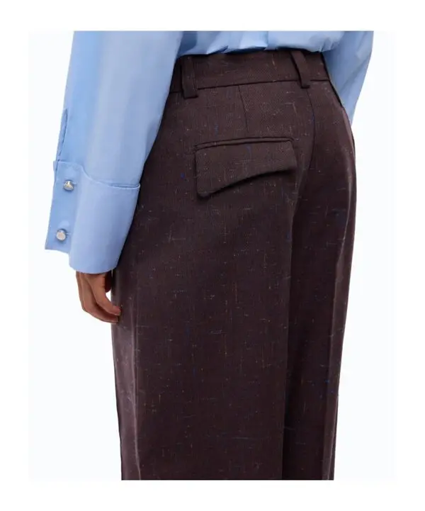 Pinko Slub Wool And Cotton-blend Wide-leg Trousers