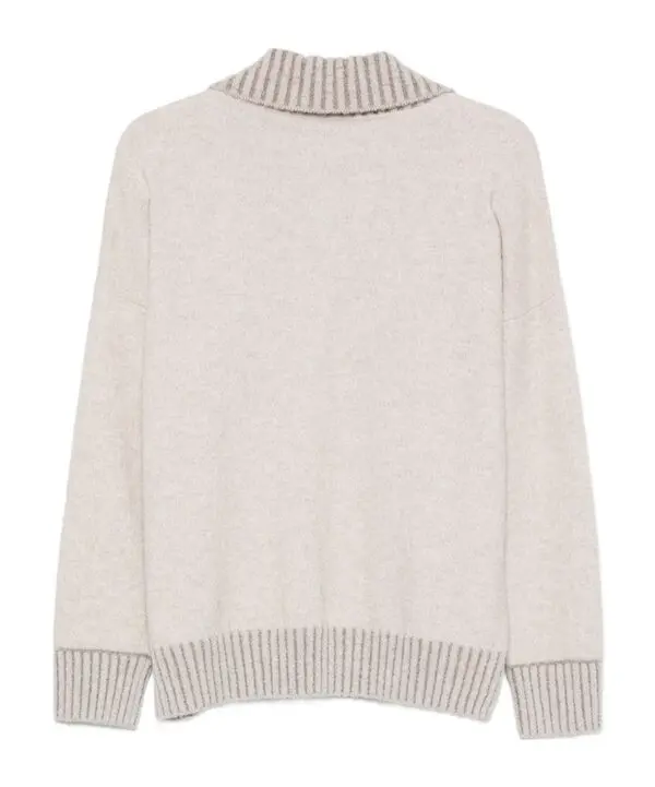 D.exterior Striped-trim Spread-collar Sweater - No