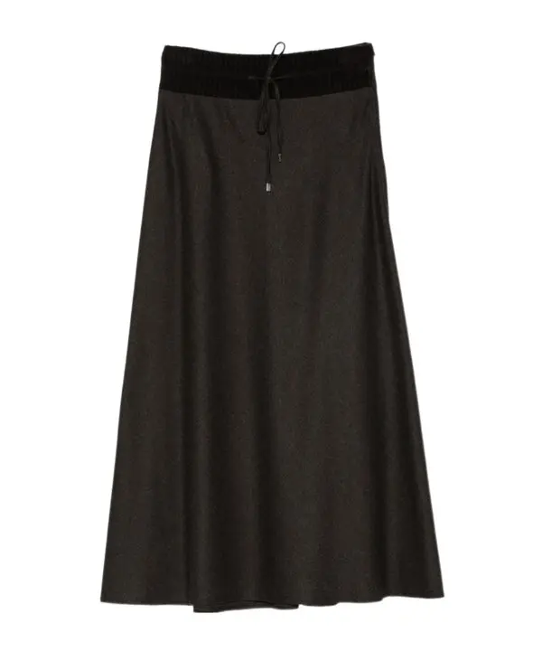 D.exterior Flared Knit Maxi Skirt - Black