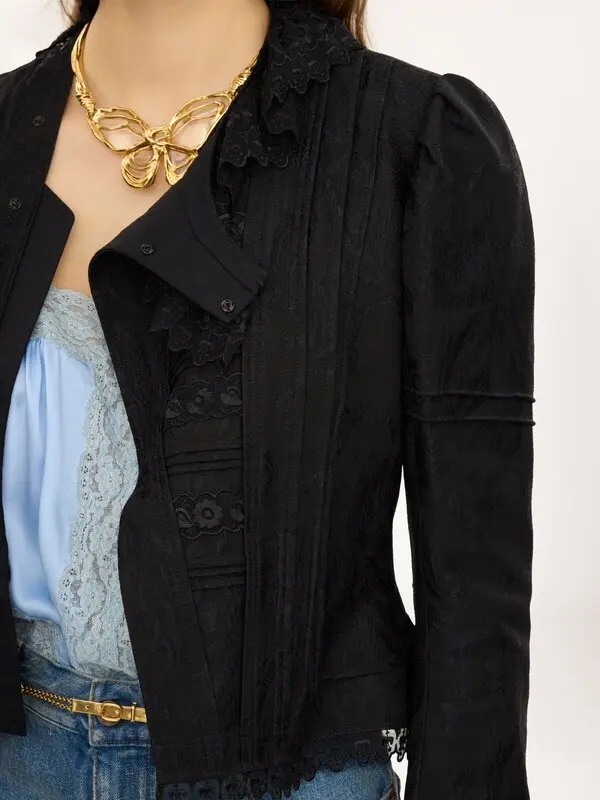 Chloé Silk-blend Jacquard Lace Fitted Jacket