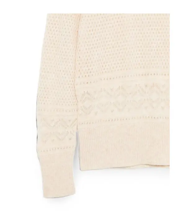 D.exterior Open-knit Pointelle-trim Sweater - Beige