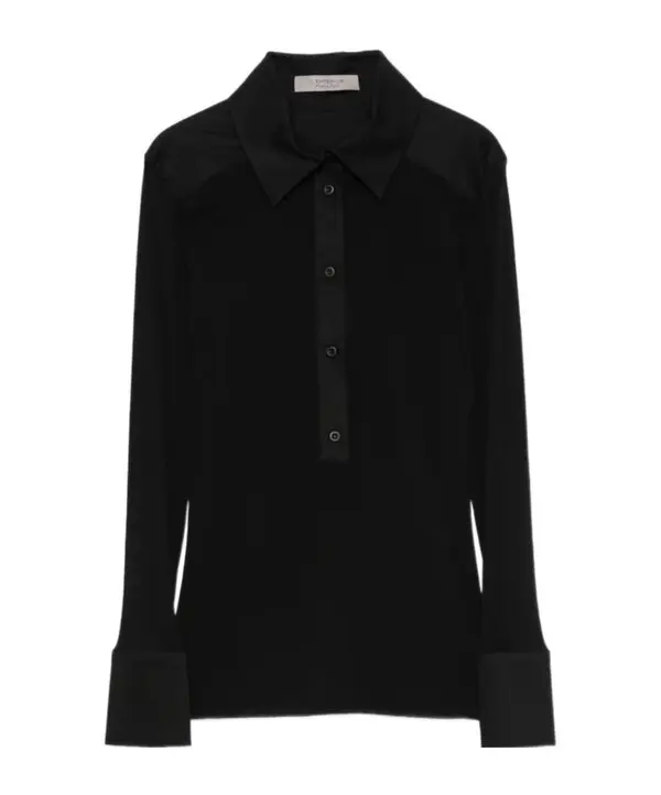 D.exterior Contrast-panel Button-up Blouse