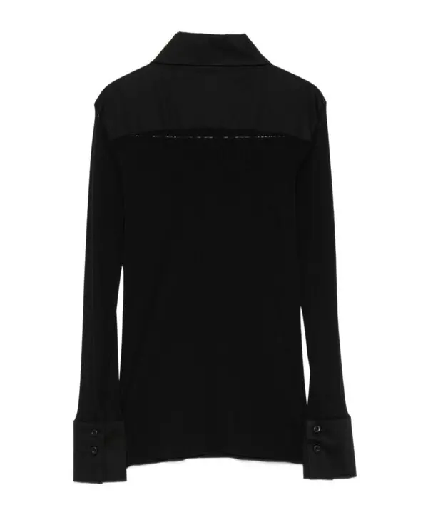 D.exterior Contrast-panel Button-up Blouse