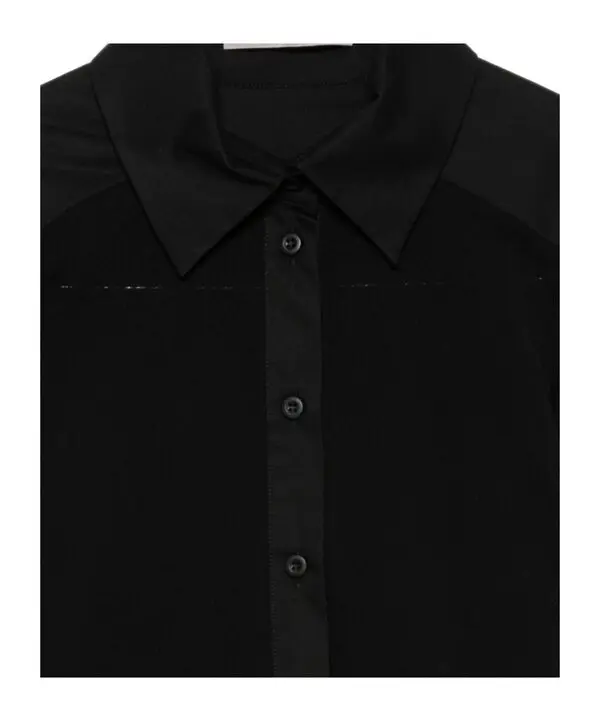 D.exterior Contrast-panel Button-up Blouse