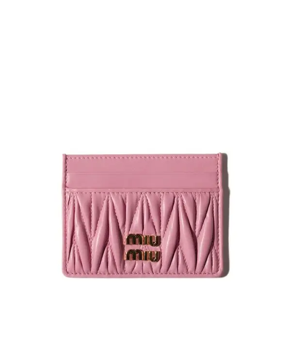 Miu Miu Matelassé Nappa Leather Card Holder - Pink