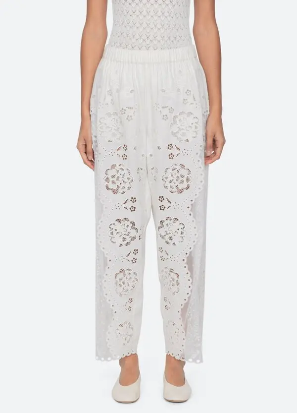 Sea Gardener Broderie-anglaise Panelled Trousers