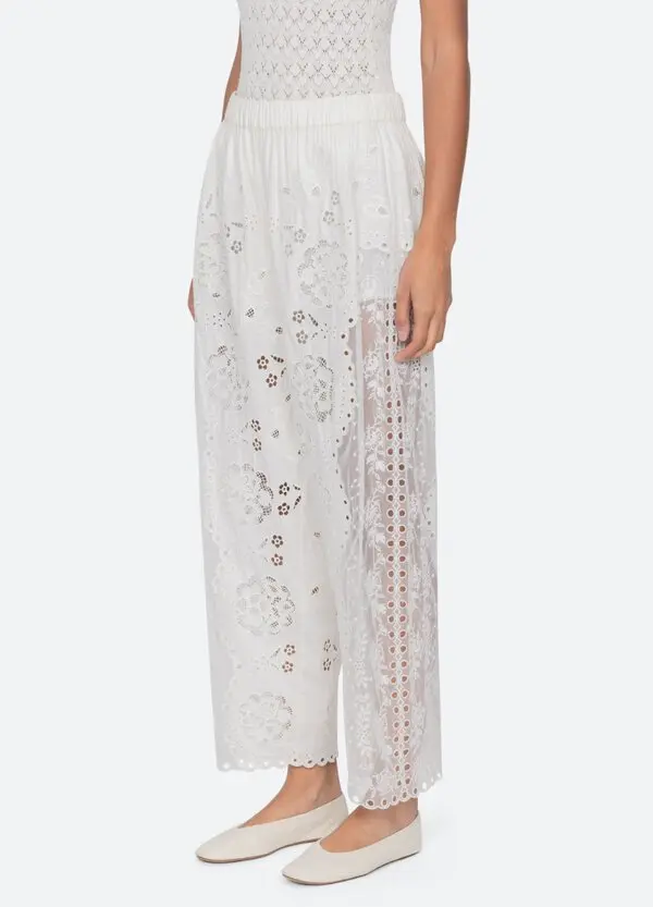Sea Gardener Broderie-anglaise Panelled Trousers