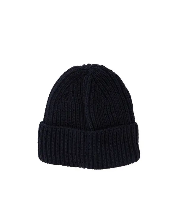 C.P. COMPANY Logo Plaque Knit Beanie - Blue