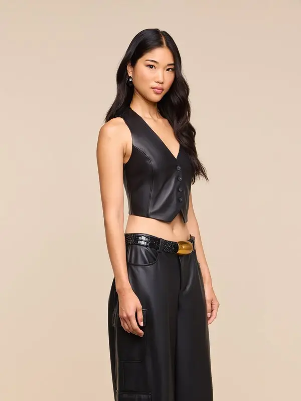 L'Agence Jianna Leather Waistcoat