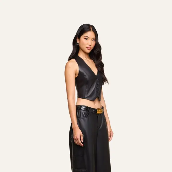 L'Agence Jianna Leather Waistcoat