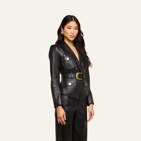 L'Agence Wisteria Leather Blazer