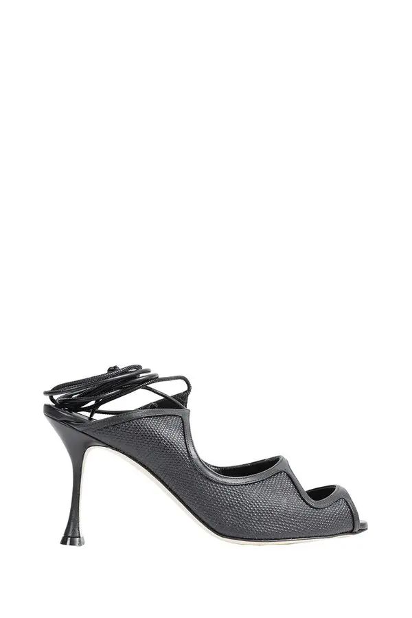 Manolo Blahnik Snake-effect Leather Cut-out Sandals