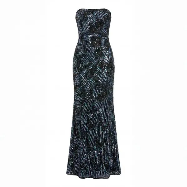 Mac Duggal Sequin Strapless Column Gown - Black
